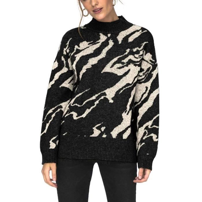 Pull Only Jacquard Tanya Noire pour Femme Noir - Cdiscount Prêt-à-Porter