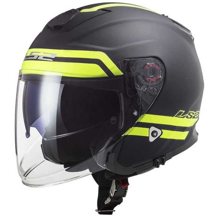 LS2 - Casque jet moto Infinity hyper titanium jaune - M - Cdiscount Auto