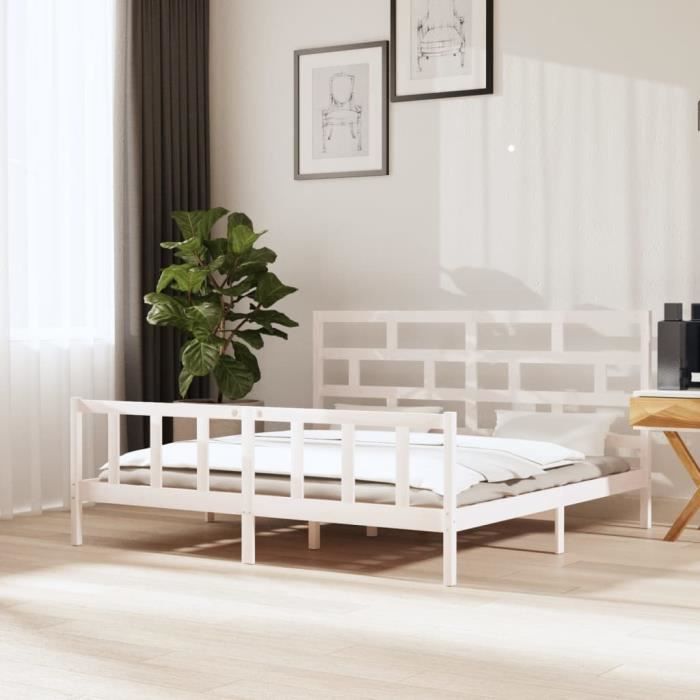 Lit Double Adulte 180x200cm | Structure de lit en Bois 2 Personnes ...