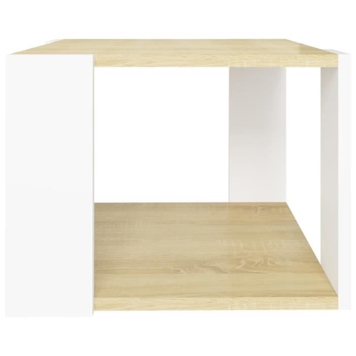 ABB Table basse - Qqmora - Naturel - Chêne Sonoma + blanc - bois massif ...