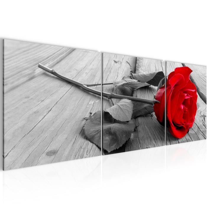 Runa art Tableau Décoration Murale Fleurs Roses 120x40 cm - 3 Panneaux ...