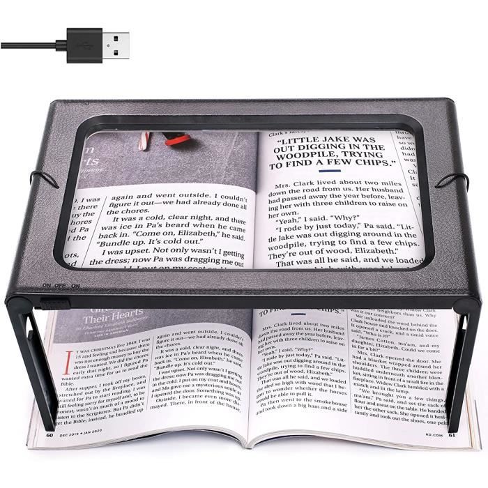 Pleine Page Loupe de Lecture Loupe sur Pied Rectangulaire Mains Libres avec 6 LED Lampe Lentille ...