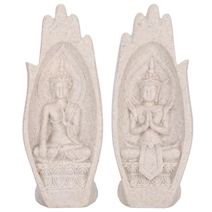TMISHION Statue de Bouddha 2 pièces Vintage Bouddha Statue résine ornements Art artisanat ...