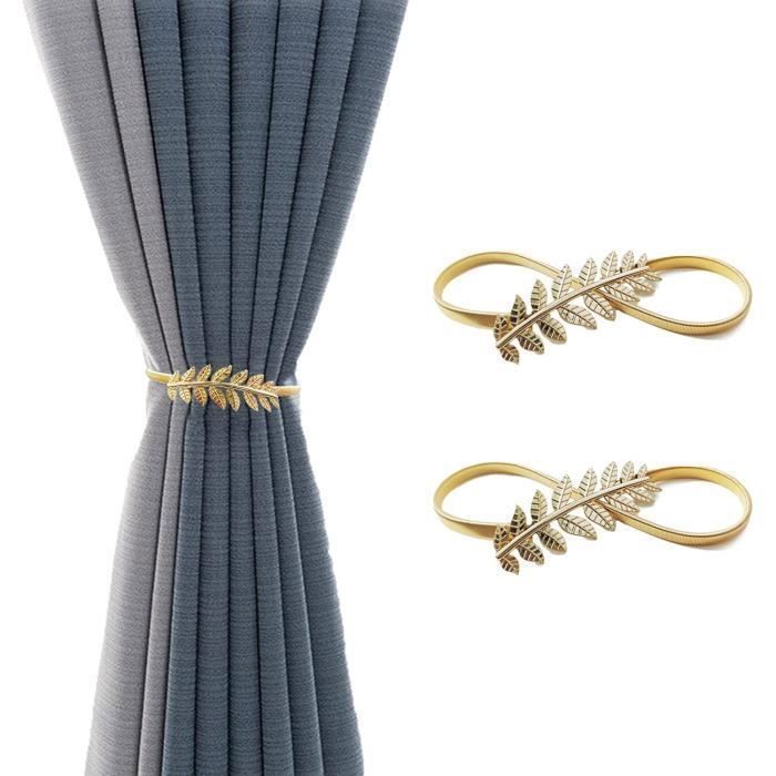 Lot de 2 Attache de rideau réglable avec cordon à ressort(feuilles ...