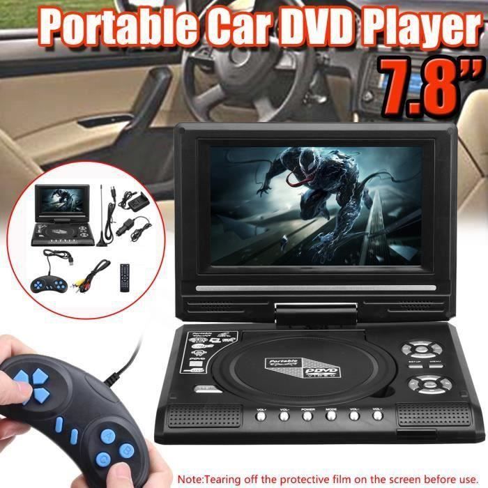 Lecteur DVD Portable Écran Rotatif 7.8 Pouce Télécommande + Jeu ...