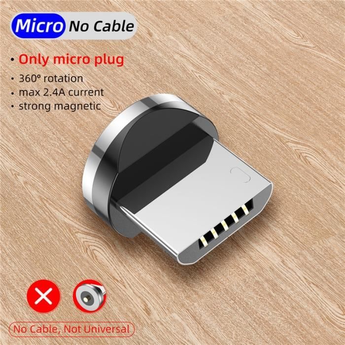 For Micro Plug-0.5m -câble Micro magnétique 3A LED USB Type C rotatif à ...