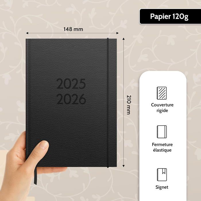 Burde Senator A5 Vega Noir,2025/2026 Agenda A5 – Organiseur Compact ...