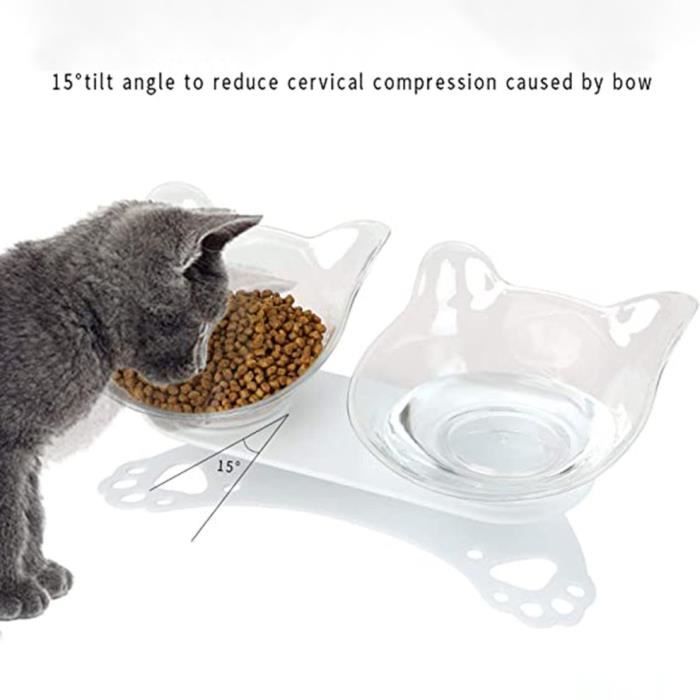 Bol pour chat double avec support surélevé, bol pour chat antidérapant ...