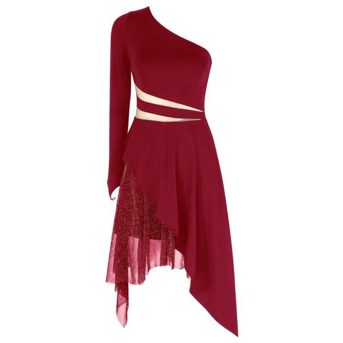 Iixpin Femme Robe Danse Latine Asymétrique Une Epaule Costume ...