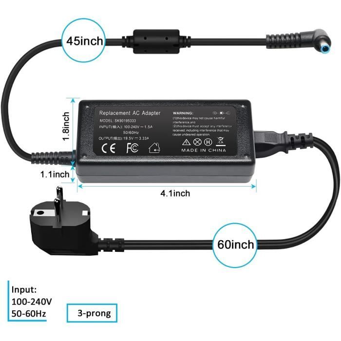 65W 45W Adaptateur Pc Portable Chargeur Pour Hp Pavilion X360 11 13 15 ...