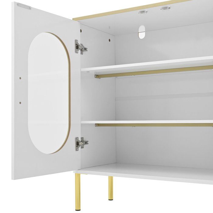Meuble de rangement,Buffet vec 2 tiroirs et 2 portes vitrées,commode ...