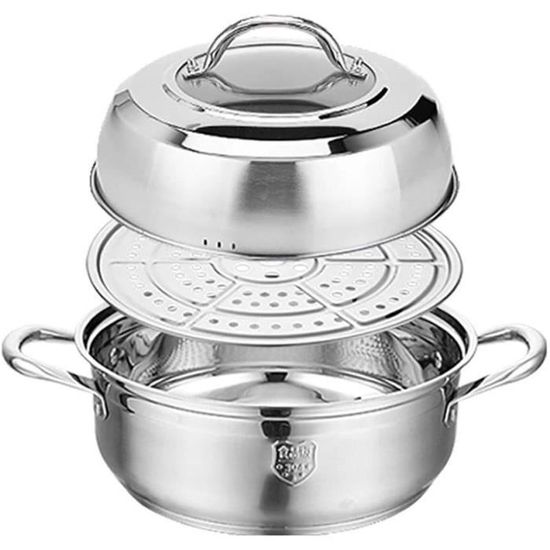 701>Marmite-cuiseur Vapeur, Pot à Soupe Domestique en Acier Inoxydable 304 à 2 Couches, (26-28 ...