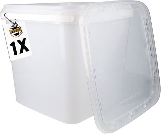 FixedByU Seau avec couvercle 9 l - Transparent - Carré - Seau en ...