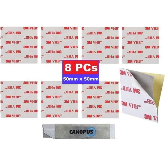 3M VHB Ruban Adhésif Double Face Extra Fort Gris (50 mm x 50 mm) 8 PCs ...
