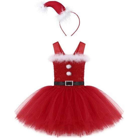 Freebily Robe Noël Fille Enfant Déguisement Noël Mère Tutu Robe Danse