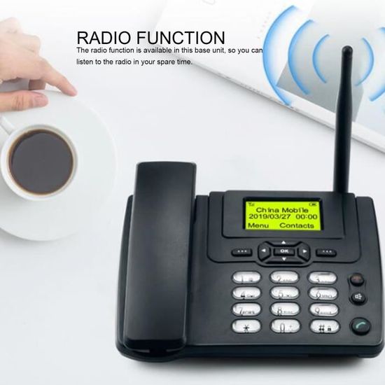 Téléphone de bureau sans fil GSM900MHZ / 1800MHZ Double bande Noir ...