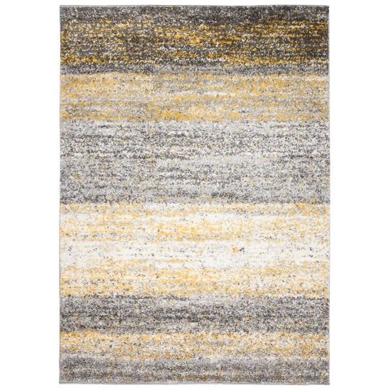 TAPISO Tapis Salon Shaggy Poils Longs DELHI Marron Orange Rayures ...