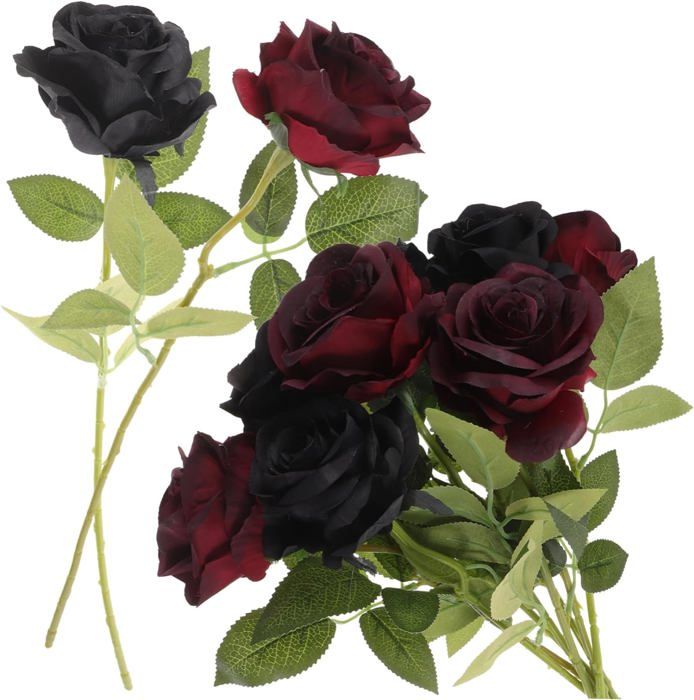 8 Pièces Simulation Rose Fausse Rose Roses Noires Artificielles ...