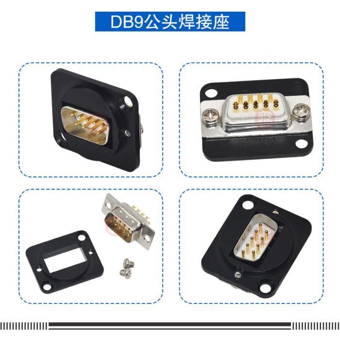 DB9M-5G - Base de module de type D pour panneau, prise XLR VGA DB9 BNC ...