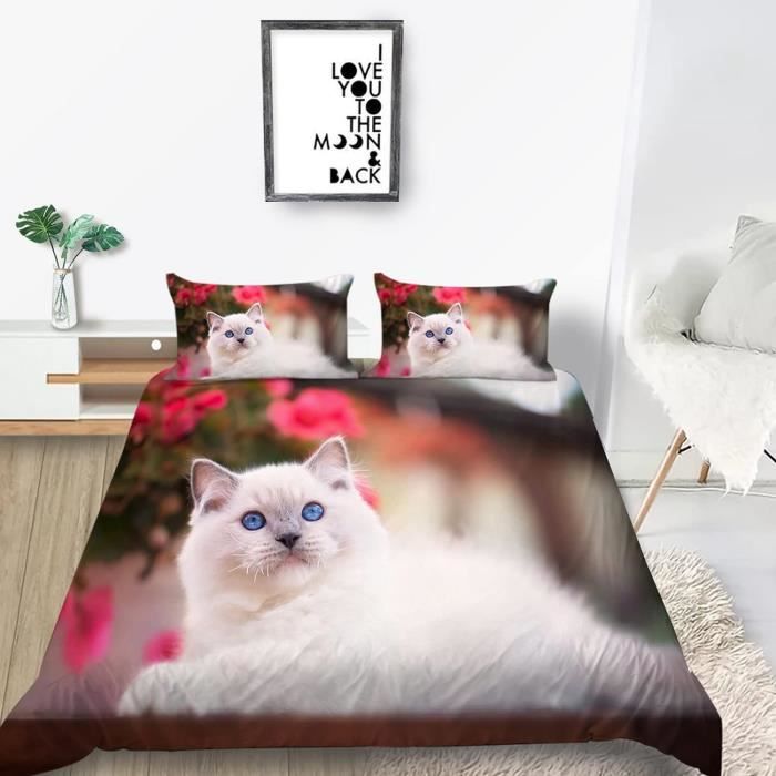 Ensemble De Literie 1-2 Personnes 3D, Chat Animal Imprimé Parure De Lit ...