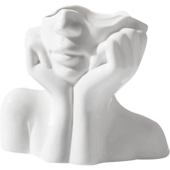 Vase Visage En Céramique Blanche | Vase D'Vase Visage Forme Féminine ...