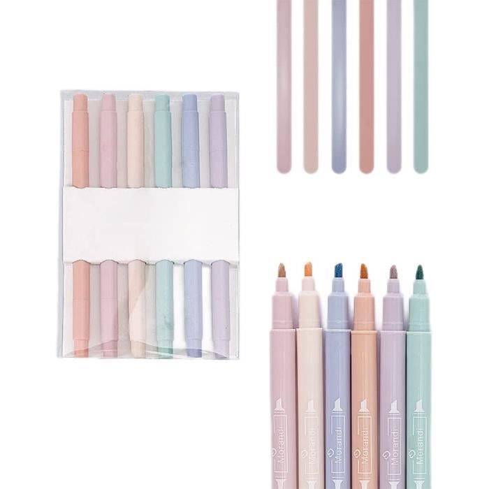 Lot de 6 surligneurs pastels à double extrémité, à séchage rapide pour ...