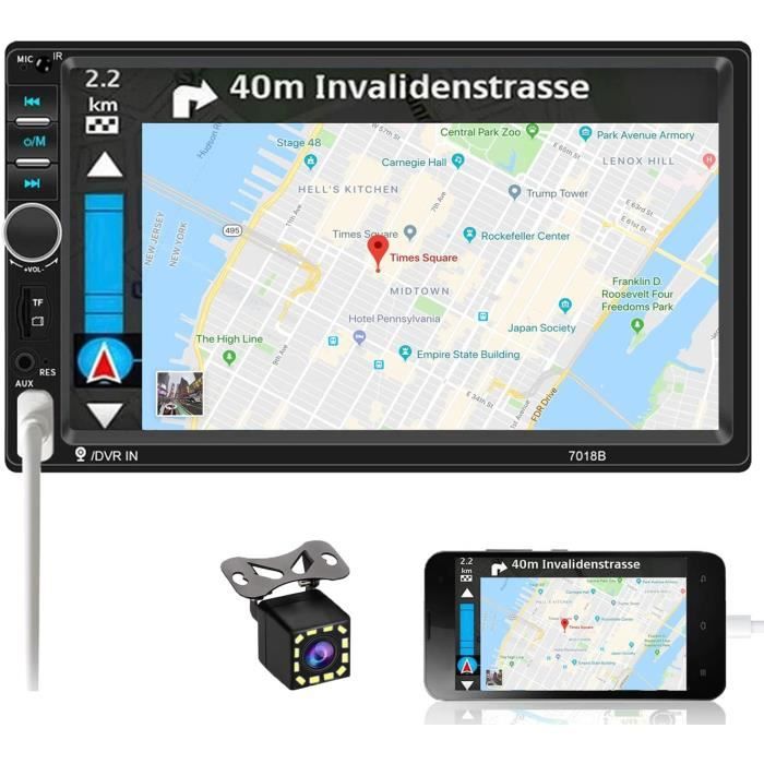 Autoradio Bluetooth Double Din 7'' avec Écran Tactile MP5, Lecteur USB ...
