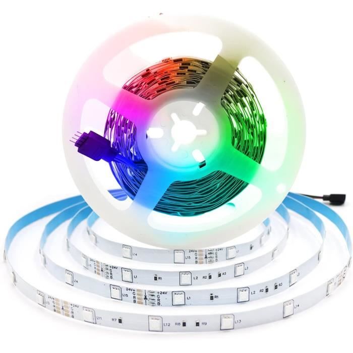 Bande Led Rgb 5M 24V 150Leds 5050 Ruban Led Bande Lumineuse Chaîne Lumineuse Rgb Changeant De ...
