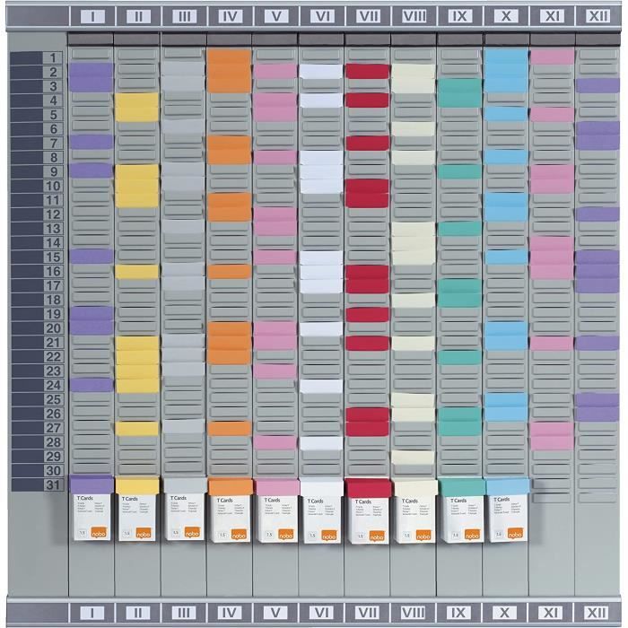 Kit Planning Annuel Mural À Fiches T 12 Colonnes & 32 Fentes Indice 1.5 ...