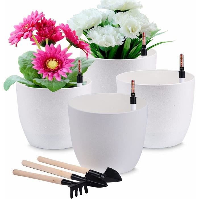 D'Arrosage Automatique Pots De Fleurs, Lot De 4 Pot De Fleurs Arrosage Automatique Pour ...