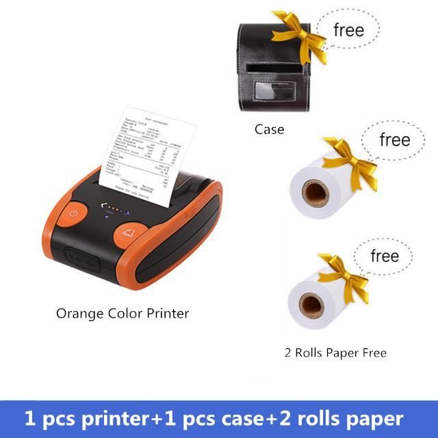 Mini-imprimante Portable - Bluetoo - Orange4 - 58mm - Code à barres QR ...