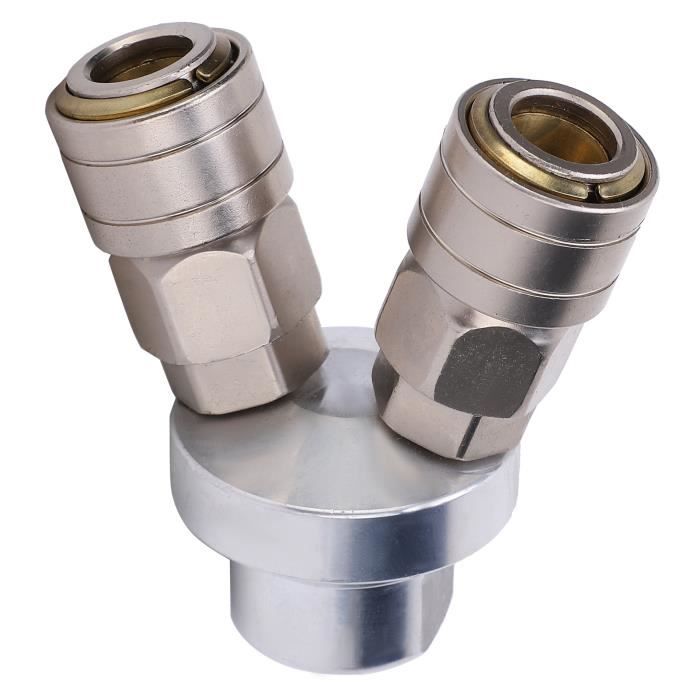 Connecteur à 2 voies - CIKONIELF - Modèle G1/4 - Acier allié - Chromé - Conception autobloquante ...