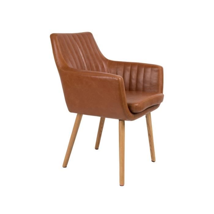 Chaise vintage capitonnée Pike Couleur Cognac - Cdiscount Maison