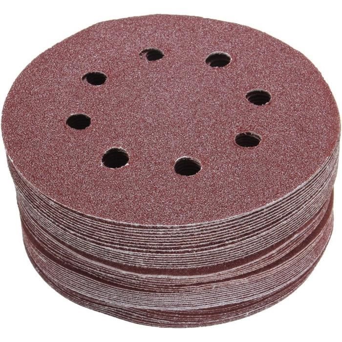 50 Pièces 5 Inch 8 Trous Papier De Verre 80-120-180-240-320 Outil De ...