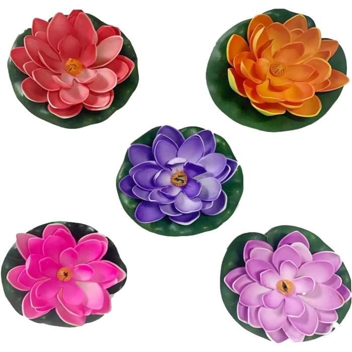 Yue Qin 5 Pièces Artificielle Nénuphar Flottant Lotus Étanche Fleur De ...