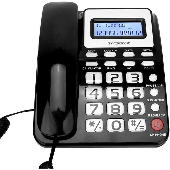 Téléphone Filaire Téléphone Fixe Avec Haut-Parleur Enregistreur Vocal , Id Affichage De L ...