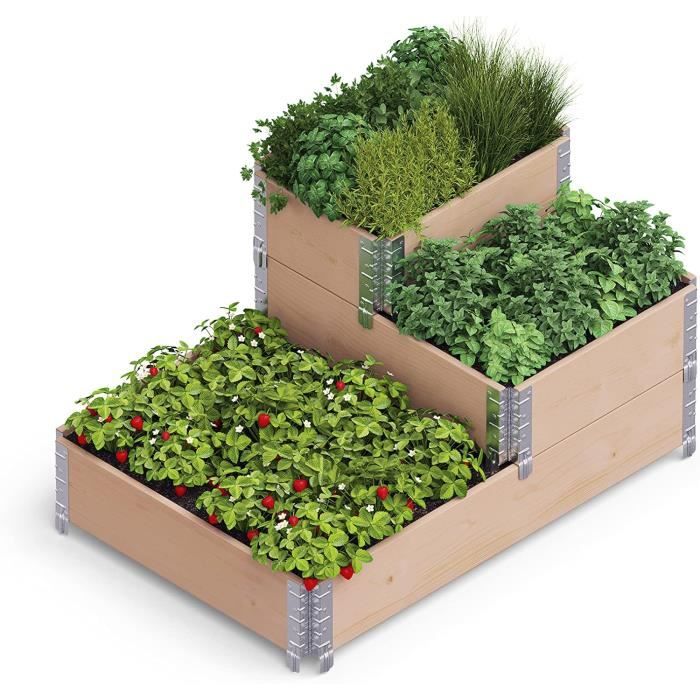 Upyard Stepped Bed - Jardinière surélevée Moderne en Cadre en Palette - 120 x 80 x 58,5 cm ...