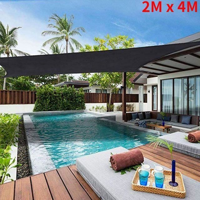 VOILE D'OMBRAGE,2M X 4M--Voile'ombrage 90% taux'ombrage, pare soleil de ...