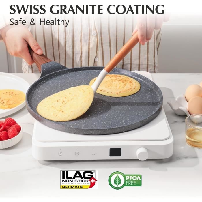 SENSARTE Poêle à Crêpe Antiadhésive, 26cm Poêle à Dosa de à Revêtement ...