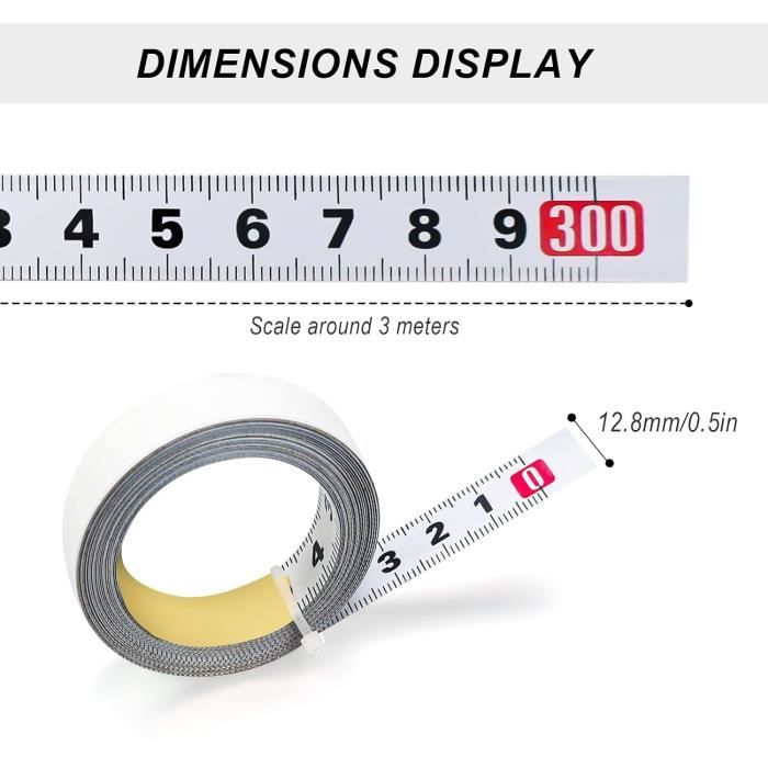 ZIJANG 2 Pièces Règle Métrique Auto Adhésive, Ruban à Mesurer Gradué 3M ...