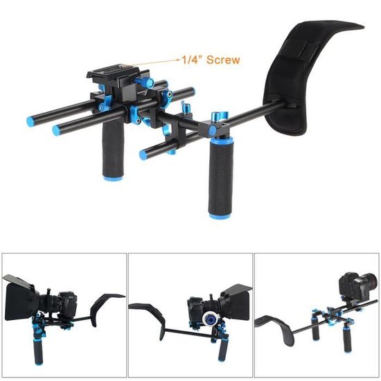 Caméra Support d 'Epaule Stabilisateur avec 1/4" Mont Curseur 15mm Tige ...
