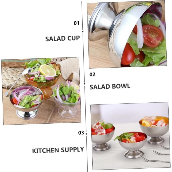 2 Pièces Saladier En Inox Verres À Dessert Récipient À Salade Coupes À ...