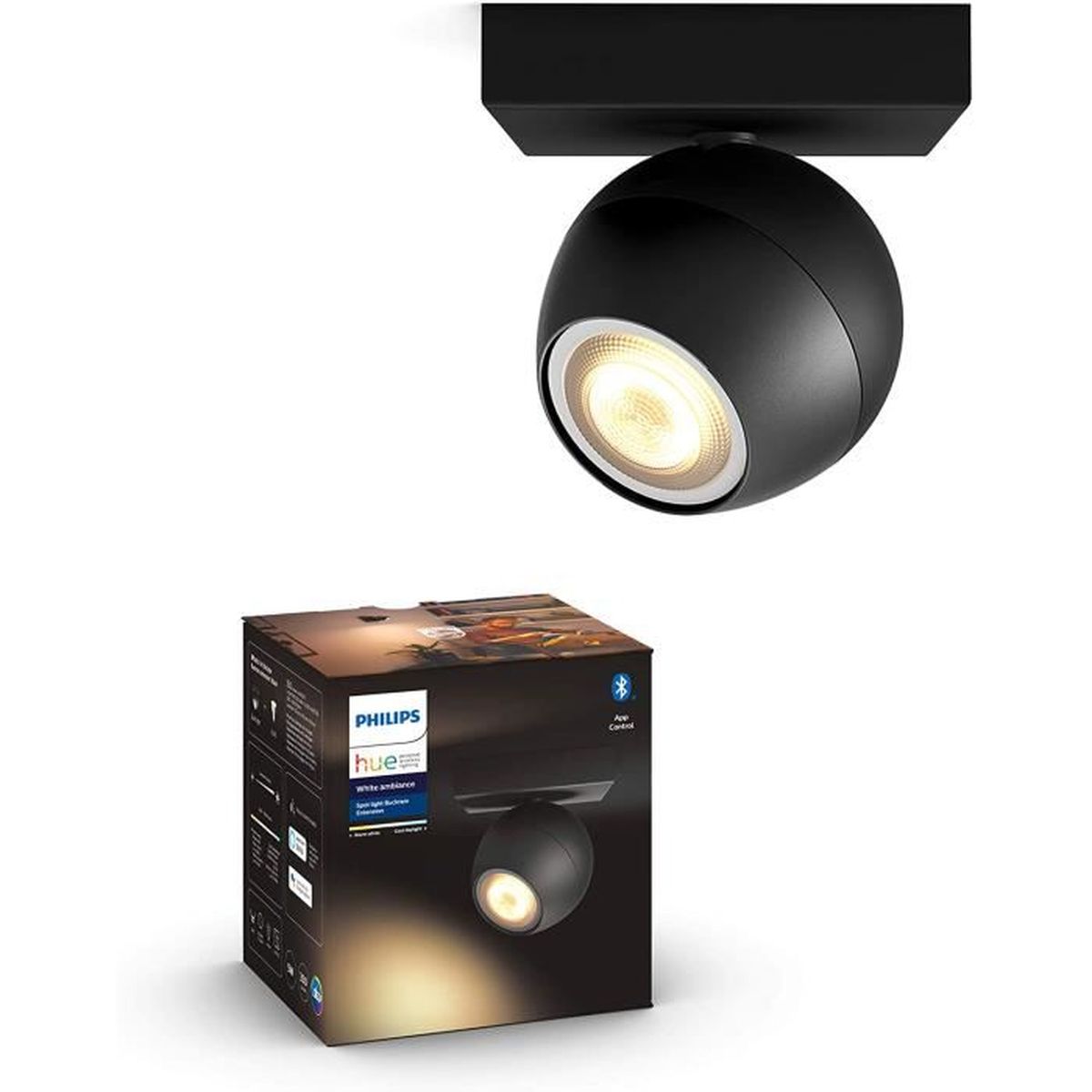 Philips Hue White Ambiance BUCKRAM Spot 1x5.5W extension - Noir ...
