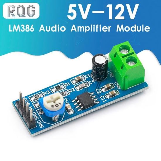 Amplificateur Audio LM386 5V-12V, 200 fois Gain, Module 10K, résistance réglable, multiplicateur ...