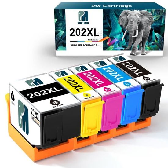 OK-INK Cartouche d'encre Epson 202 XL 202XL pack de 5 compatible pour ...