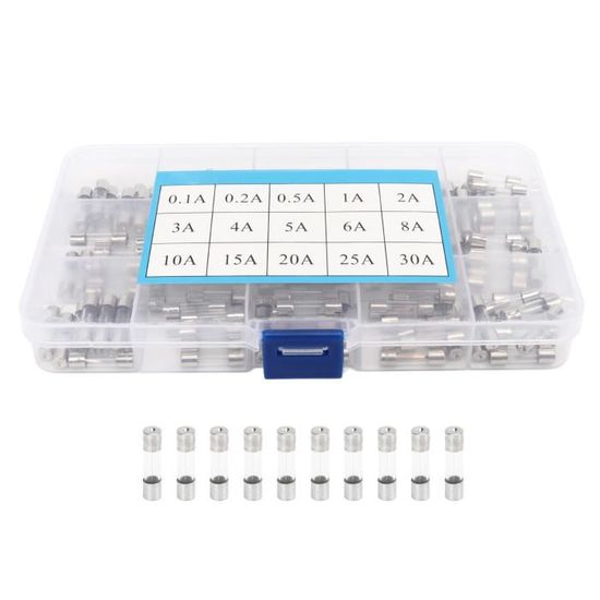 Vvikizy assortiment de fusibles Vvikizy Tube à fusible en verre 150 pièces Tube de fusible en ...