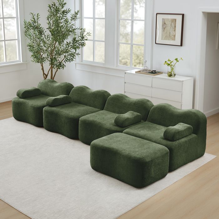 Canapé d angle modulaire 4 places - FloraGrace avec ottomane, forme ...