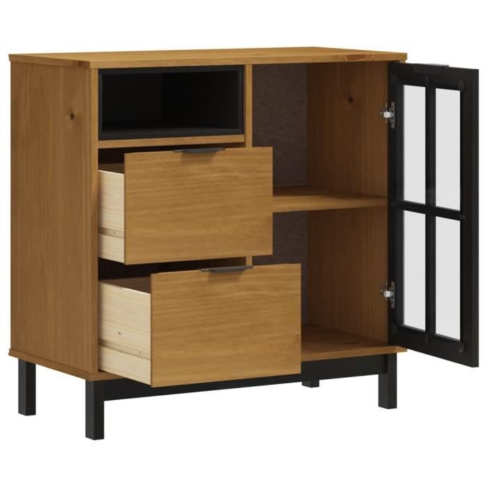 Atyhao Buffet avec porte vitrée FLAM 80x40x80 cm bois massif de pin ...