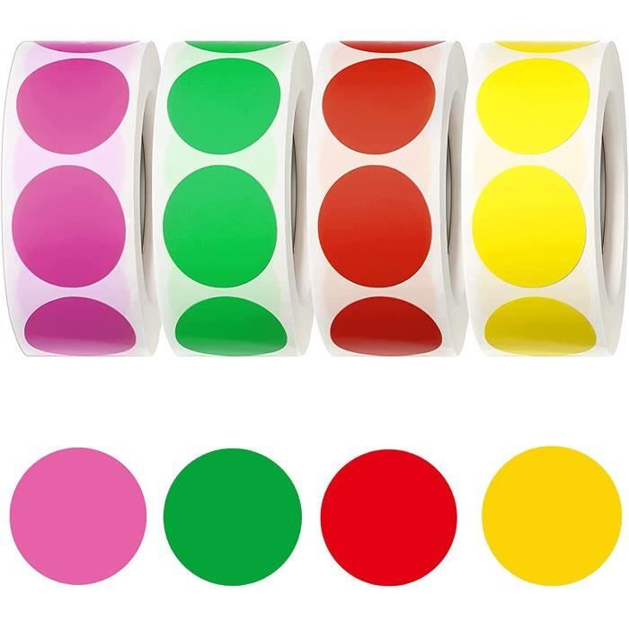 2000 Pièces Etiquette adhésive couleur en rouleau étiquettes de couleur ...