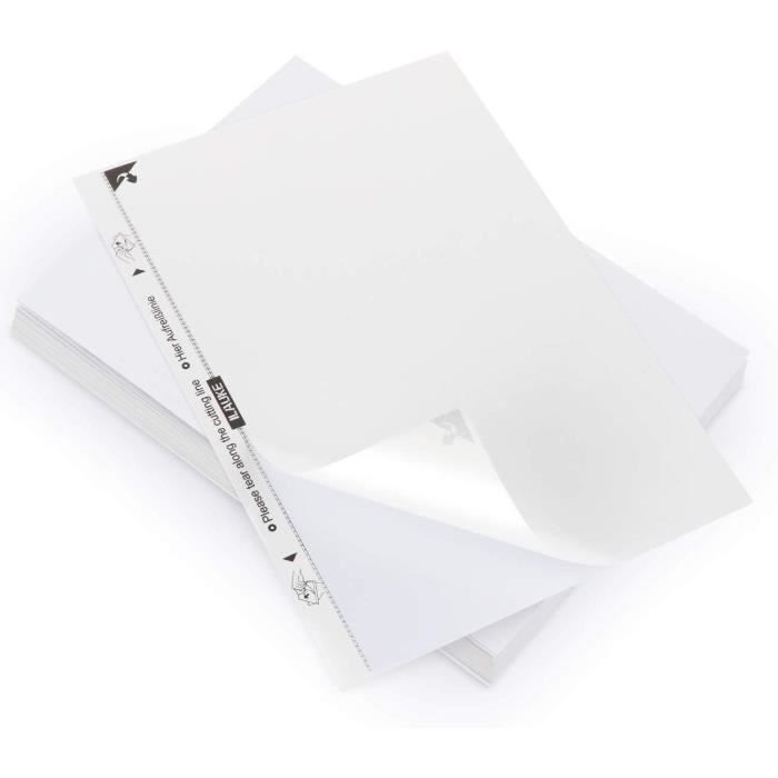 AJW-80 Feuilles Papier Adhésif Blanc-Étiquette Autocollante A4-210 x 297mm Compatible ...